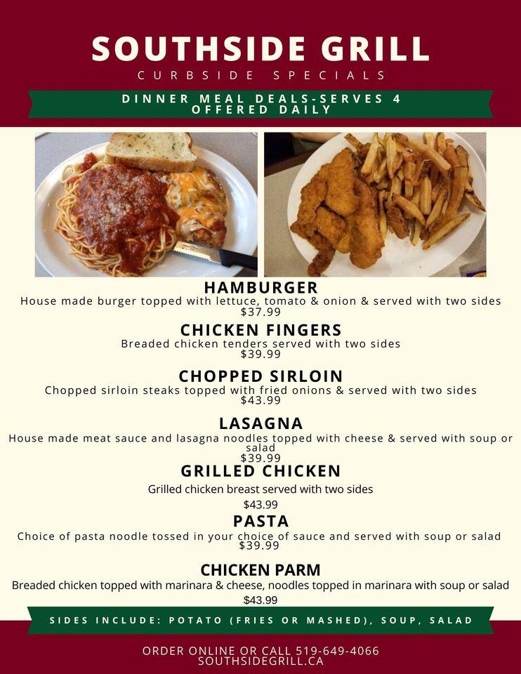 Menu at Southside Grill restaurant, London