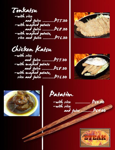 Menu at Steak 101 steakhouse, Manila, The Square
