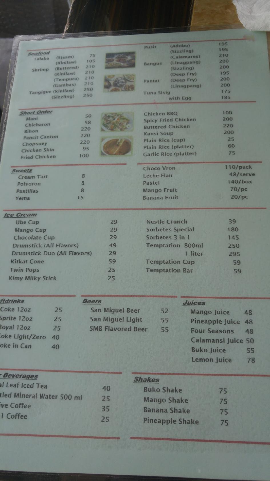 Menu at Y2K Carwash And Talabahan Atria, Iloilo restaurant, Iloilo City ...