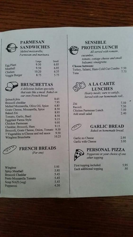 Menu at Zuppa restaurant, Getzville