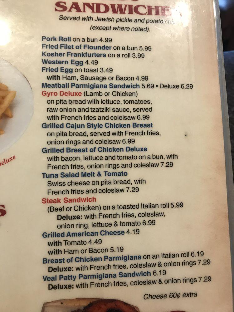 Menu at Andonios Diner restaurant, Philadelphia