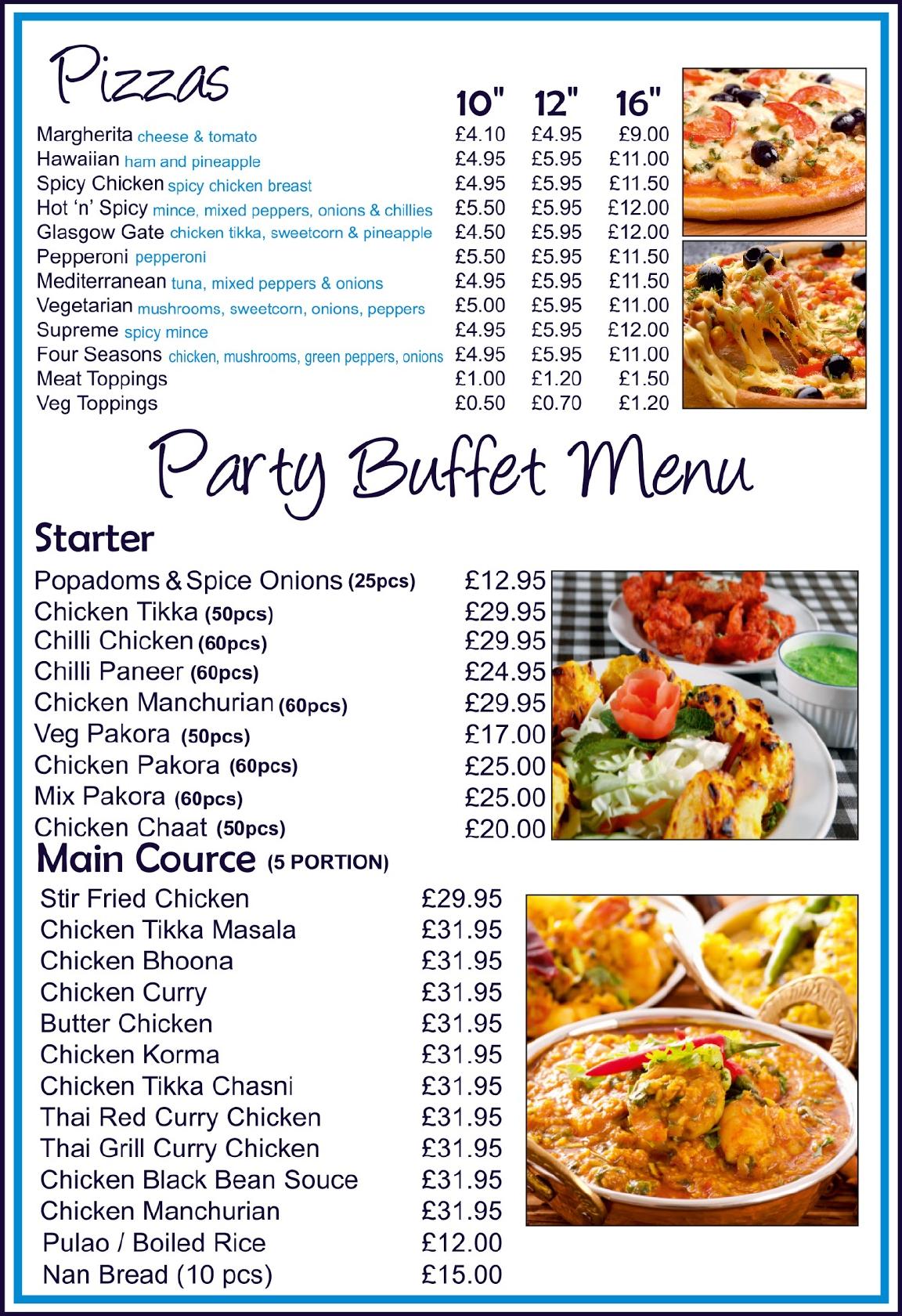 Menu at Glasgow Gate Restaurant, Glasgow