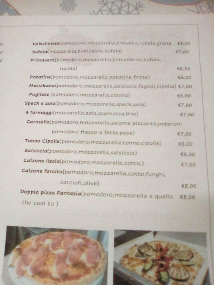 Menu at Il Carosello restaurant, Mornago