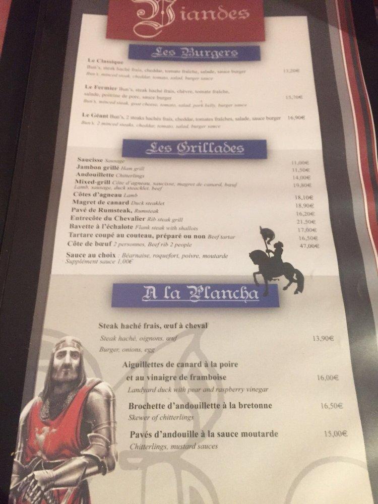 Menu at La Table Ronde restaurant, Dol-de-Bretagne