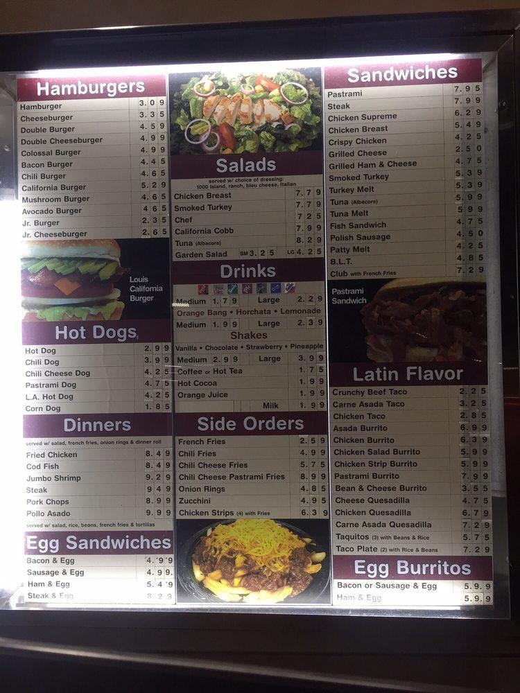 Menu at Louis Burgers IV restaurant, Torrance, W Carson St