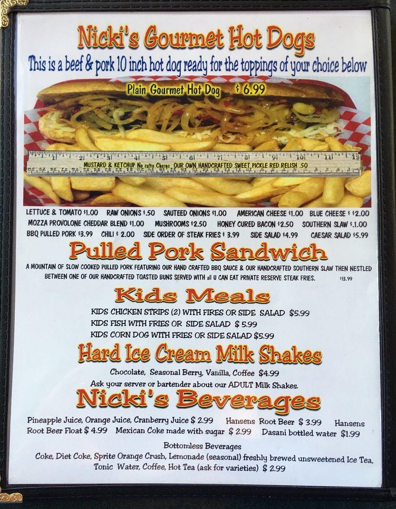Menu at Nicki's Bella Marina restaurant, Bellingham