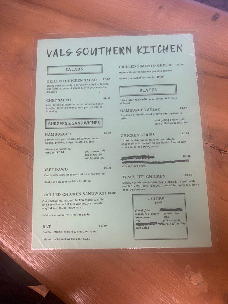 Menu at Val's Southern Kitchen restaurant, Chesnee