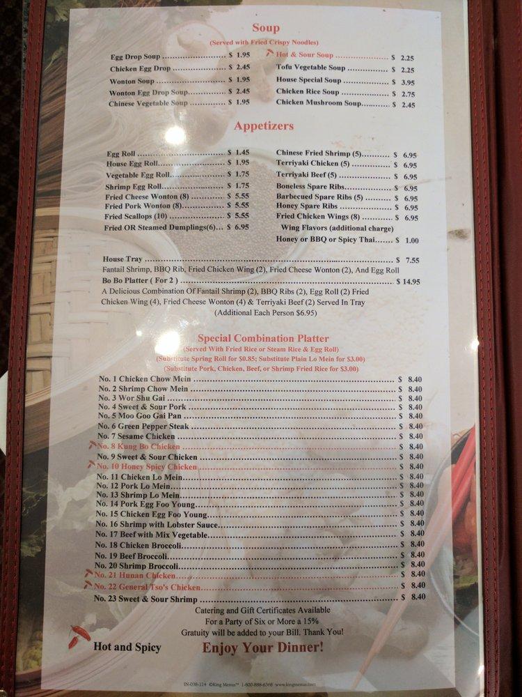 Menu at China Capital Restaurant, High Point
