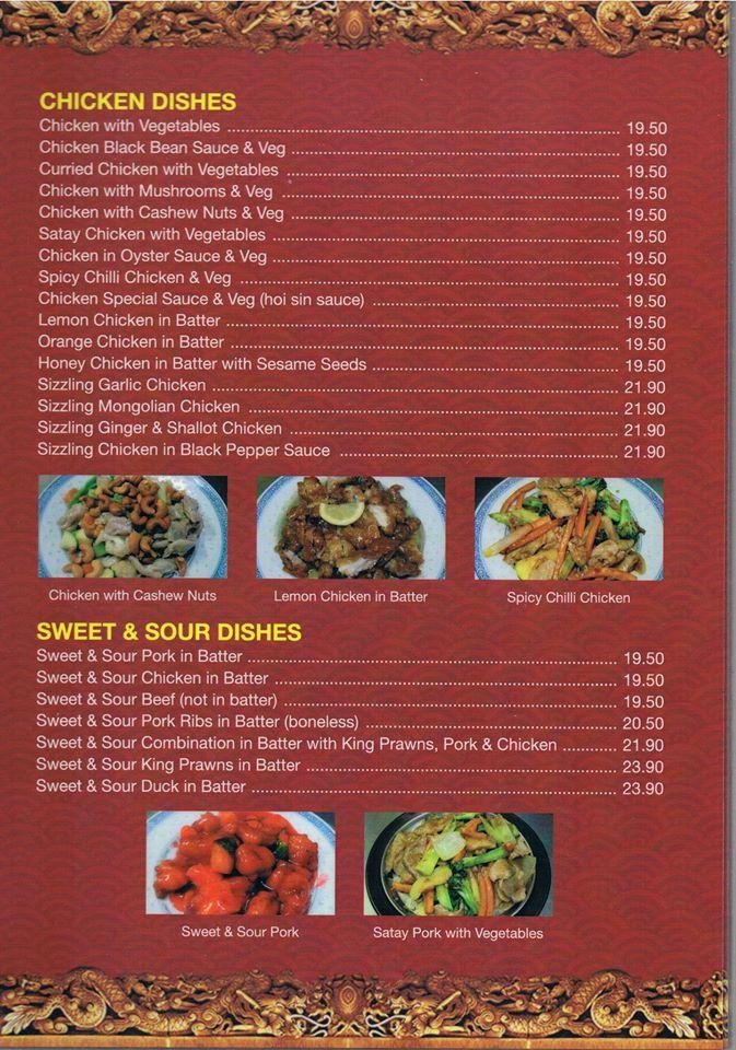 Menu at Dragon Village restaurant, Naracoorte