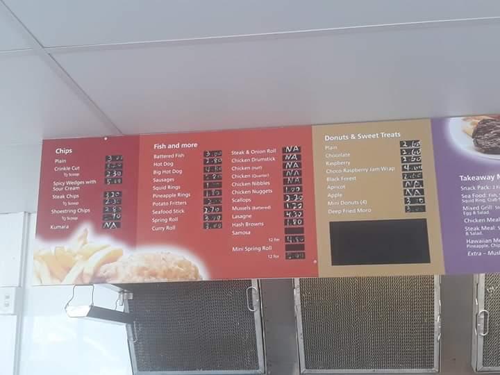 Menu at Lilybrook Burger Bar, Rangiora