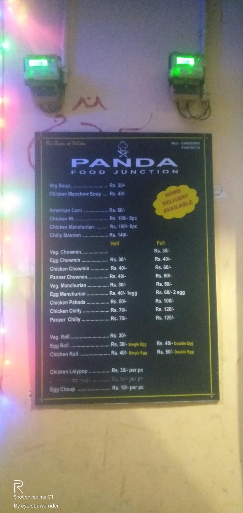 Menu at Panda food junction, India