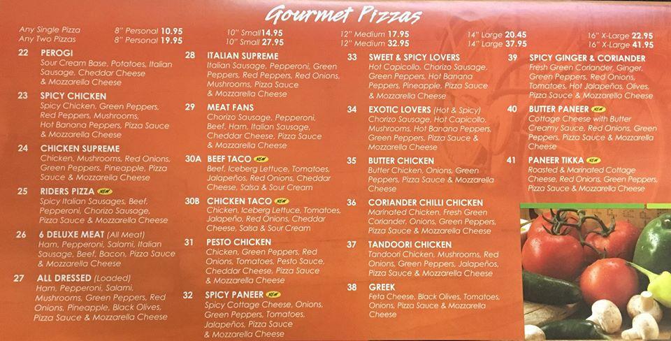 Menu at Red Swan Pizza restaurant, Prince Albert