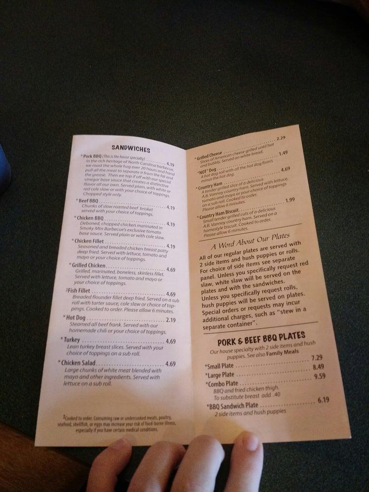 Menu at Smoky Mountain Barbecue, West Jefferson, S Jefferson Ave #9729