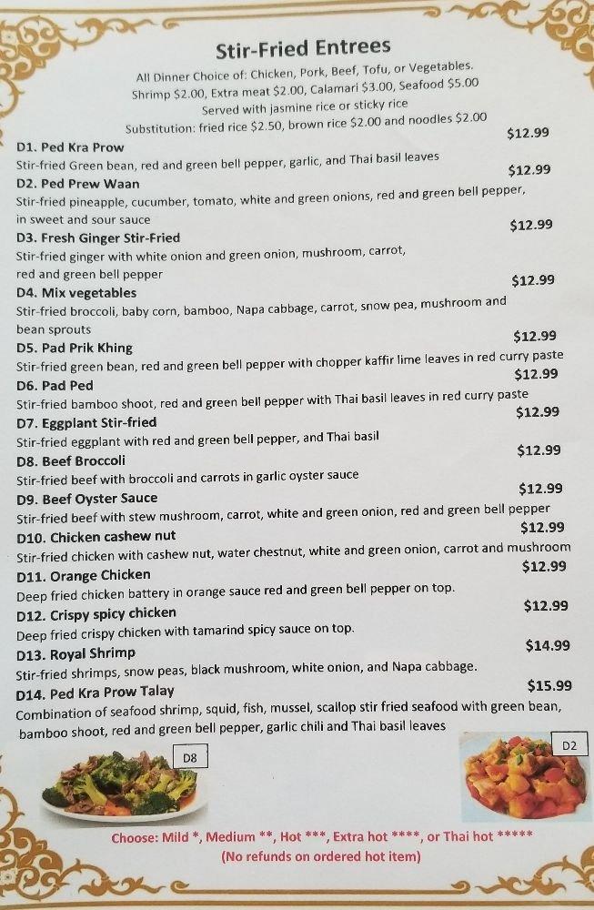 Menu at Happy Thai Restaurant, Bloomington