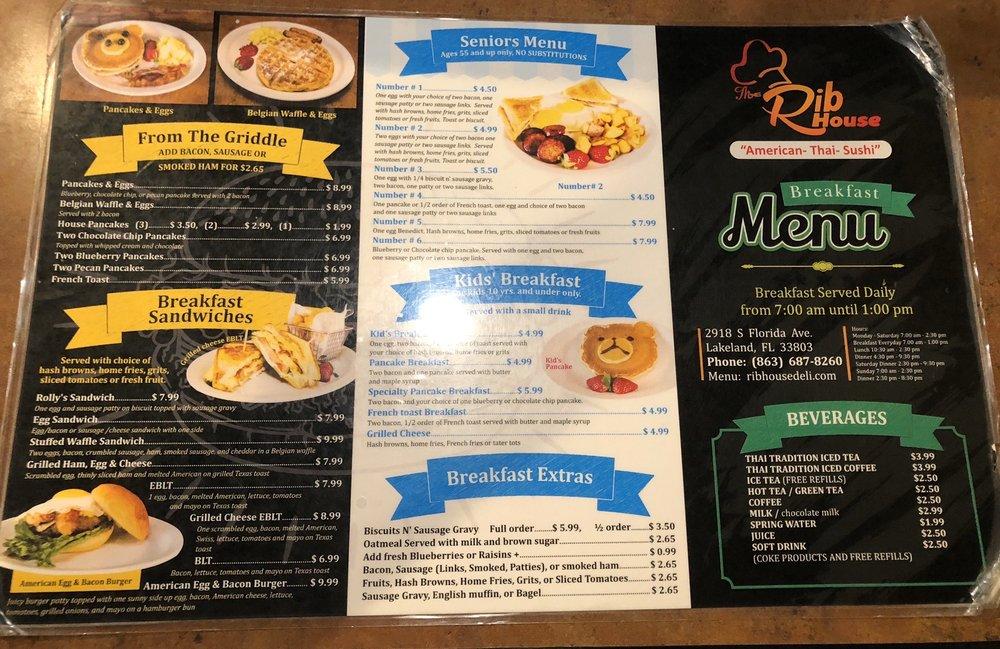 Menu at The Rib House restaurant, Lakeland