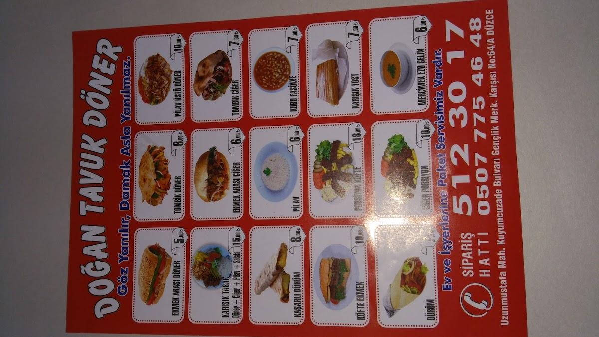 Menu at Doğan Döner, Düzce