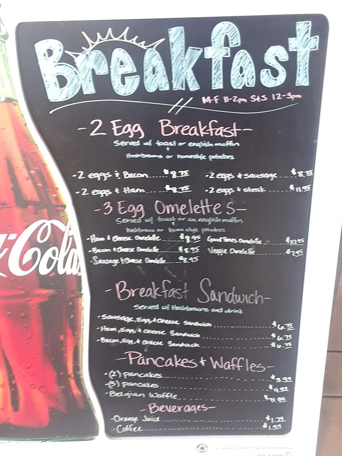 Menu at Good Times restaurant, Newman