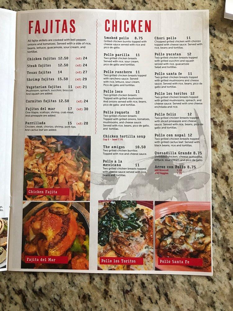 Menu at Los Toritos restaurant, Advance