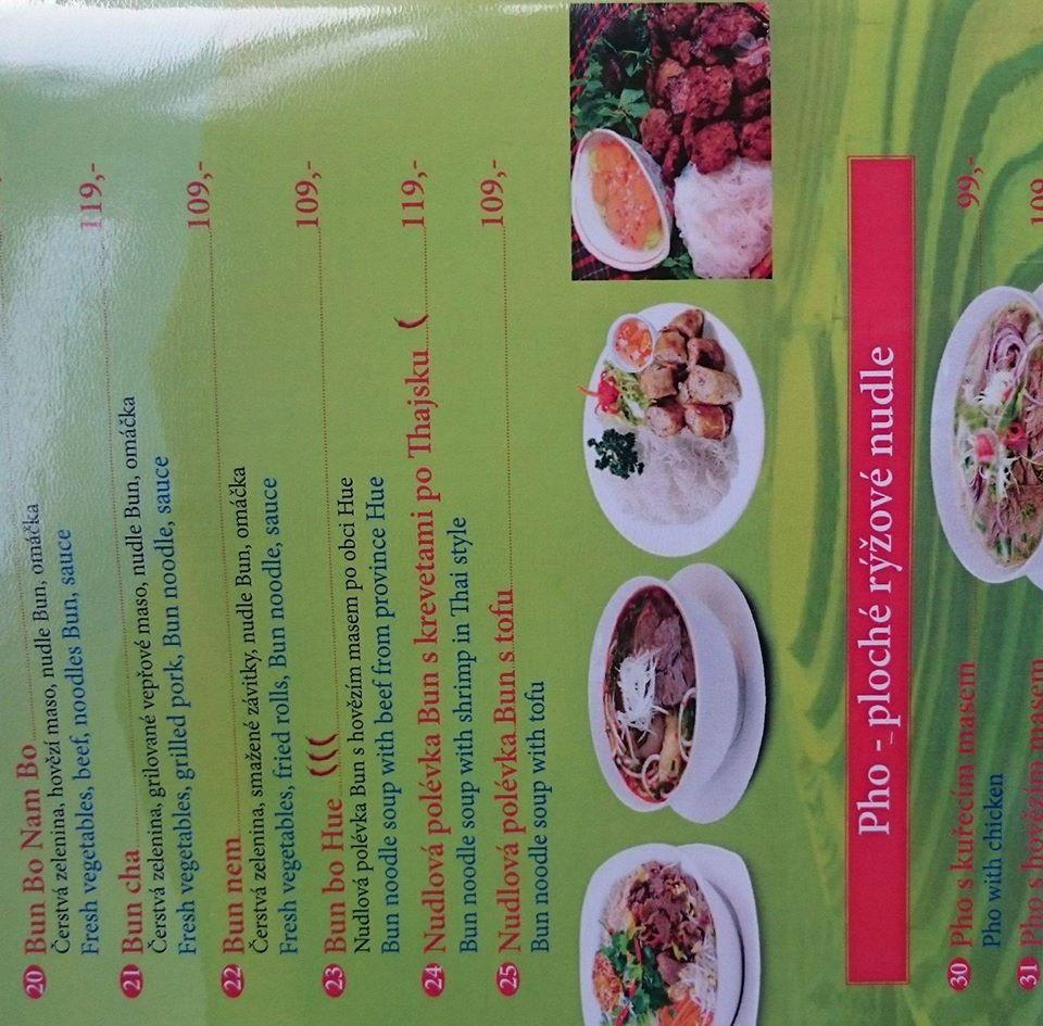 Menu at MAI MAI restaurace restaurant, Prague