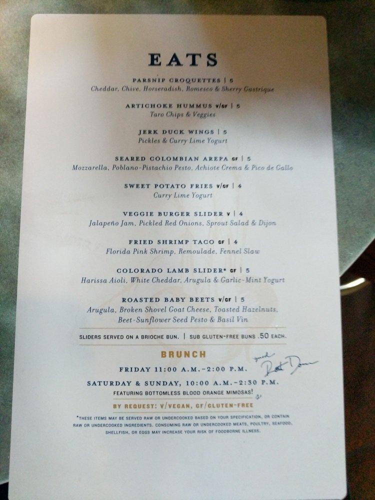 Menu at Root Down restaurant, Denver, W 33rd Ave