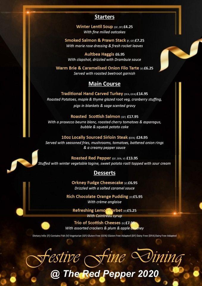 Menu at Red Pepper pub & bar, Thurso