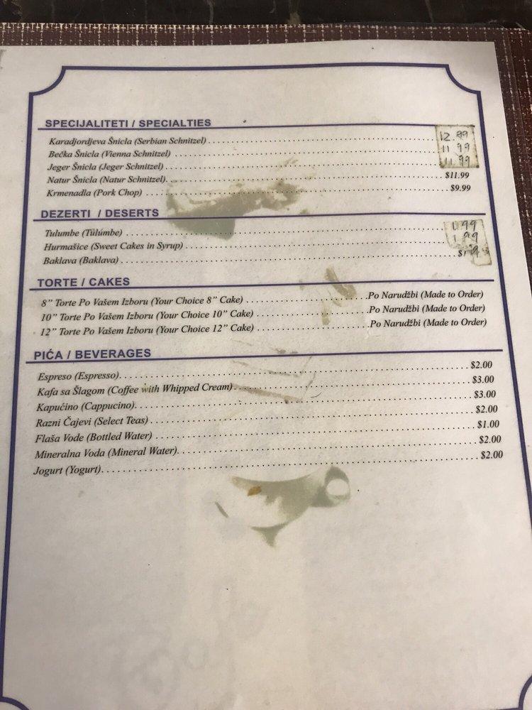 Menu at Serbian Mediteran Restaurant, Saint Petersburg