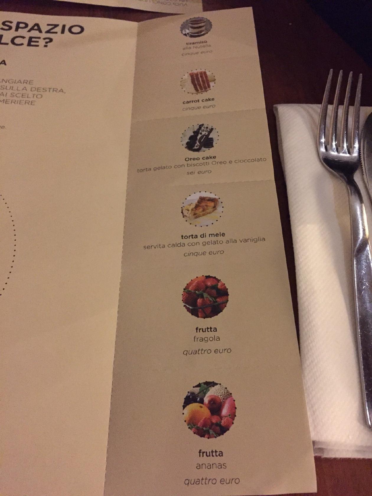Menu at Kilo Restaurant, Rome, Via Tirso