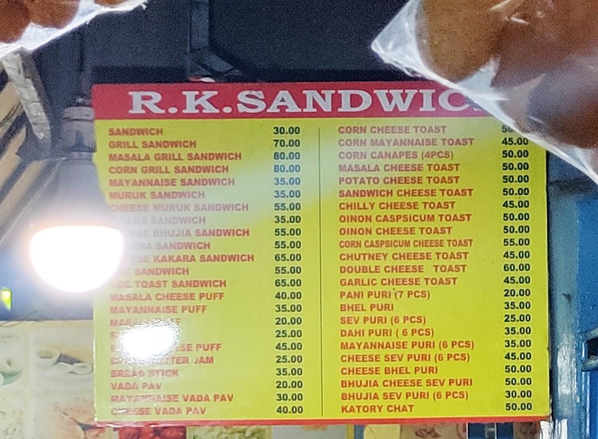 Menu at R.K Sandwich, Chennai