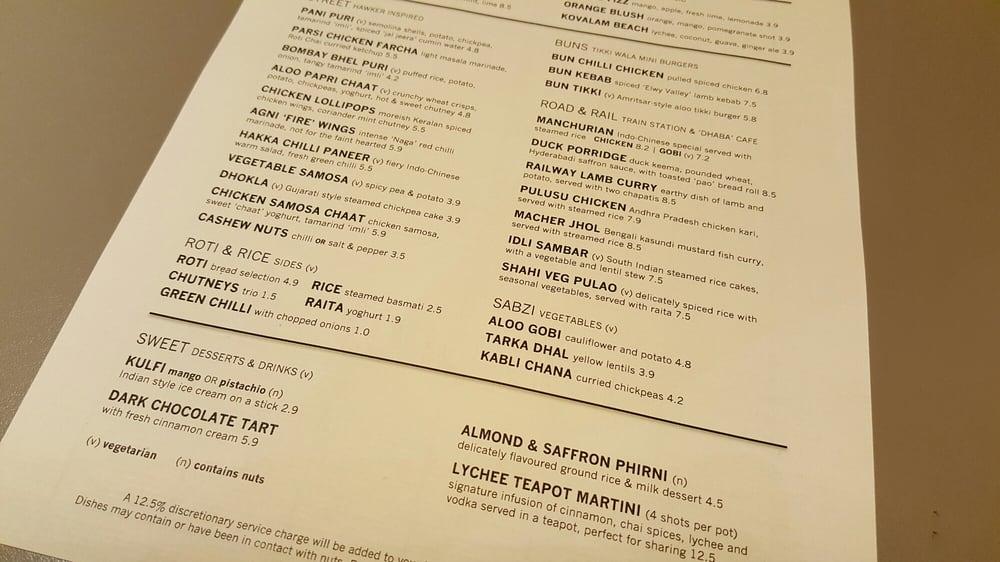 Menu at Roti Chai restaurant, London, 3 Portman Mews S