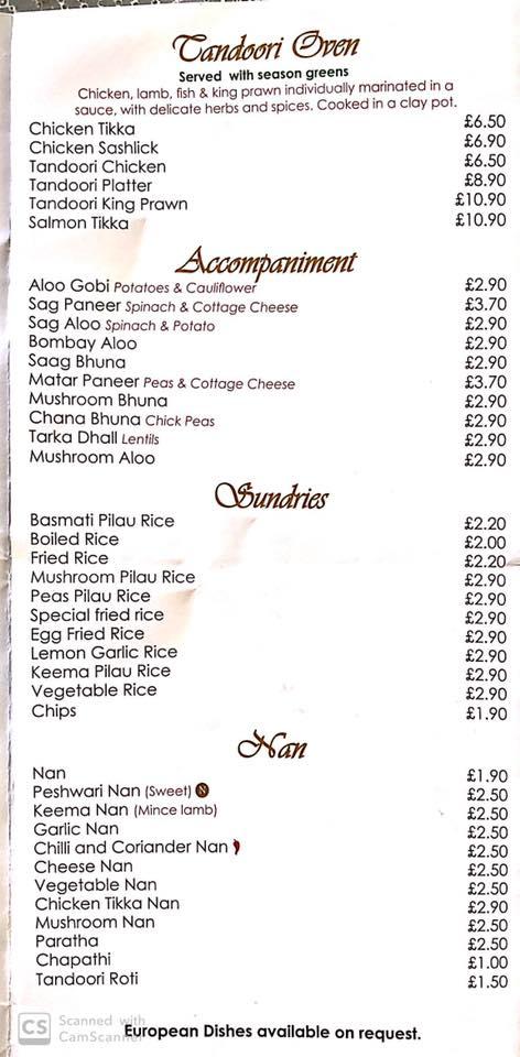 Menu at Regards Aldridge restaurant, Walsall, 47 Anchor Rd