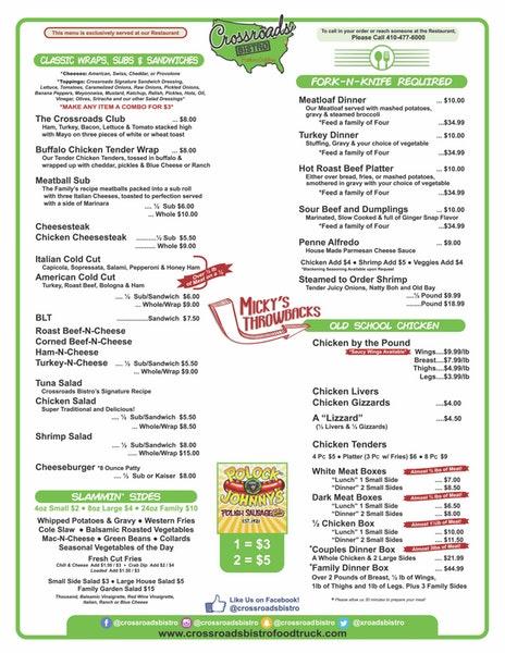 Menu at Crossroads Bistro restaurant, Edgemere