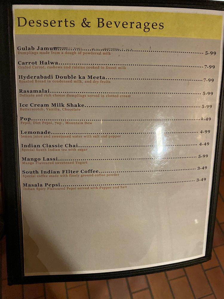 Menu at Deccan Spice Thunder Bay restaurant, Thunder Bay