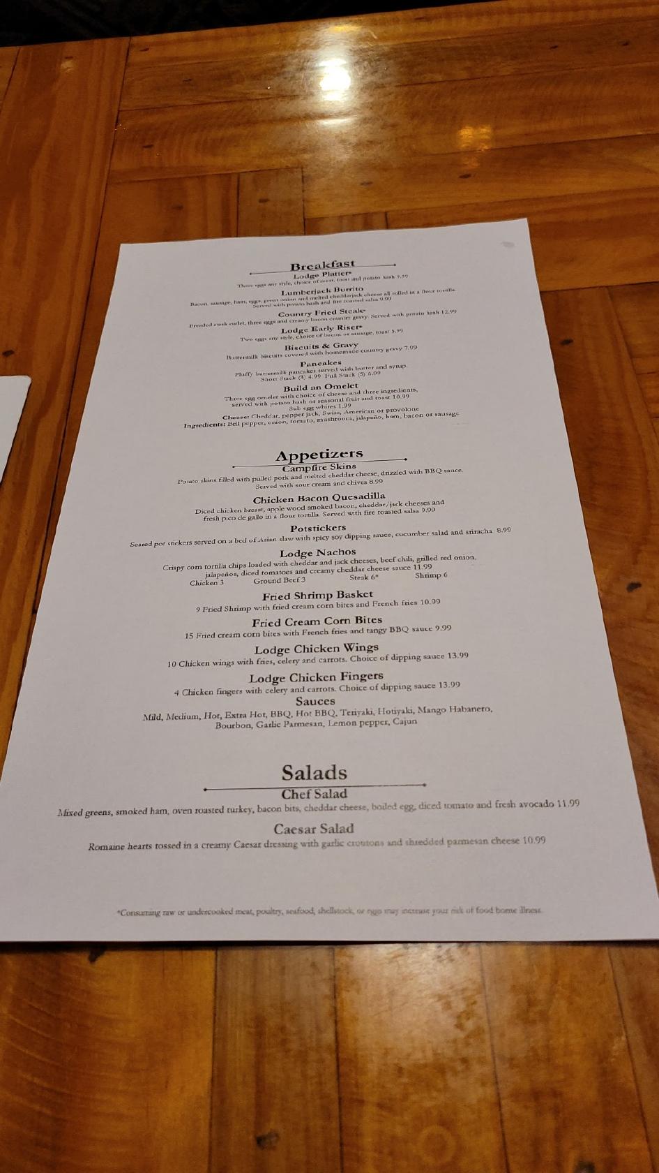 Menu at The Lodge pub & bar, Las Vegas, S Fort Apache Rd