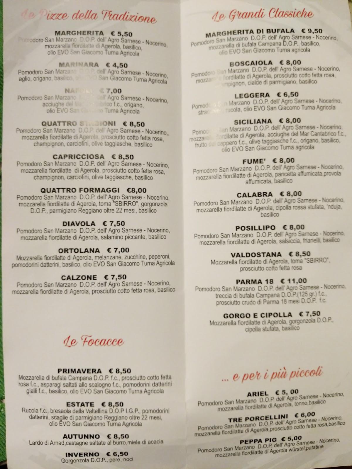 Menu da la favola ristorante, Ivrea, Stradale Cigliano