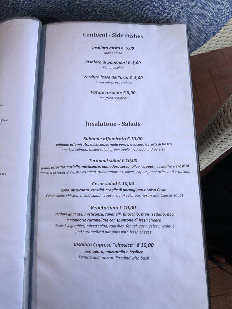 Menu da Amalfi Terminal pub & bar, Amalfi