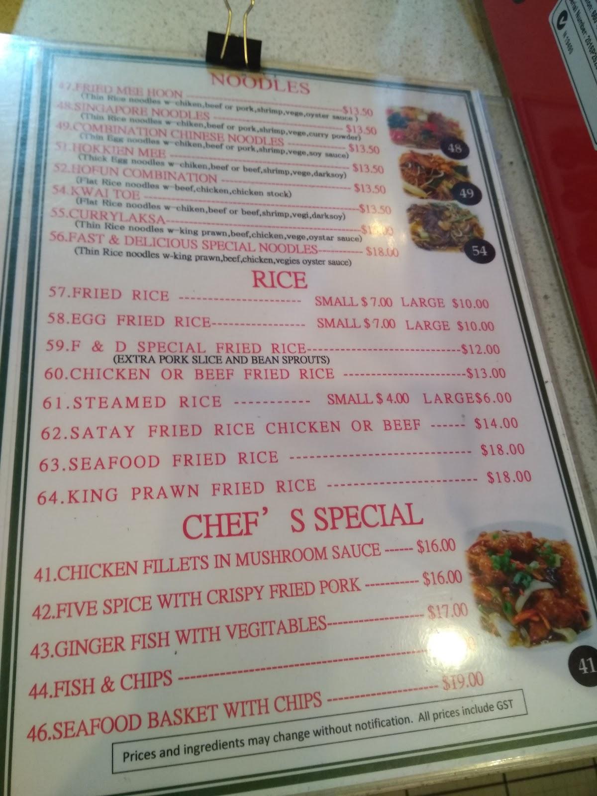 Menu at Fast & Delicious Chinese Takeaway restaurant, Subiaco