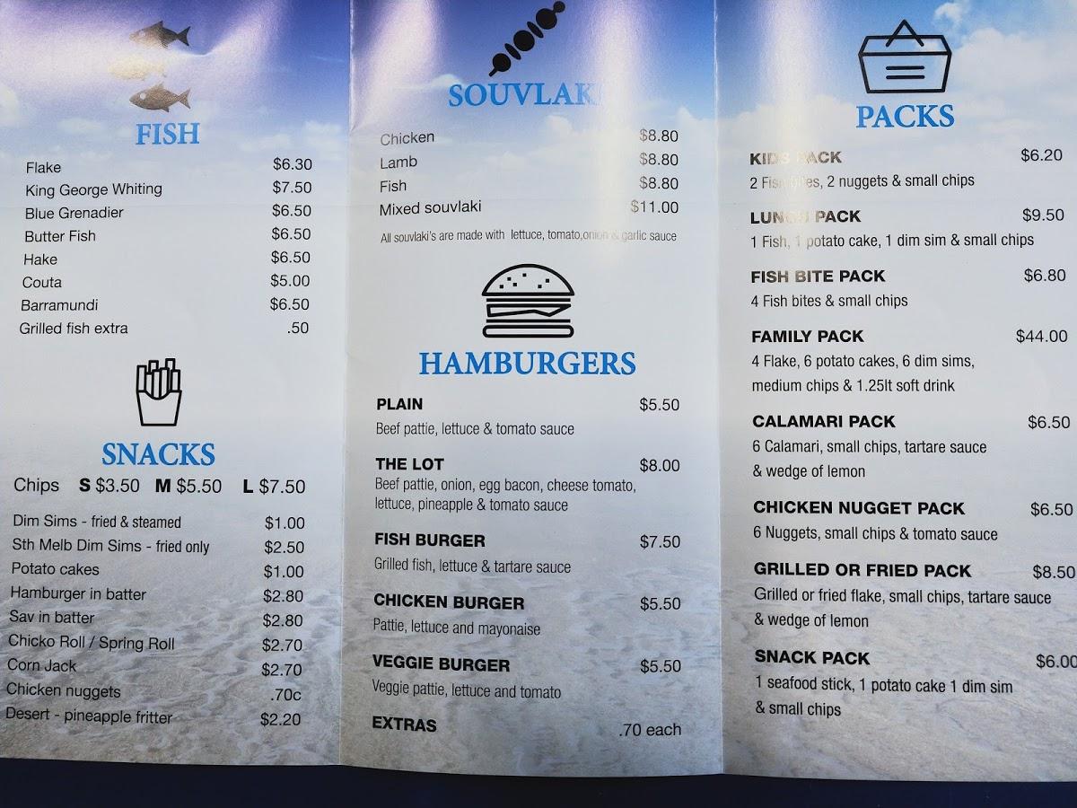 Menu at Keilor Fish & Chips fast food, Keilor