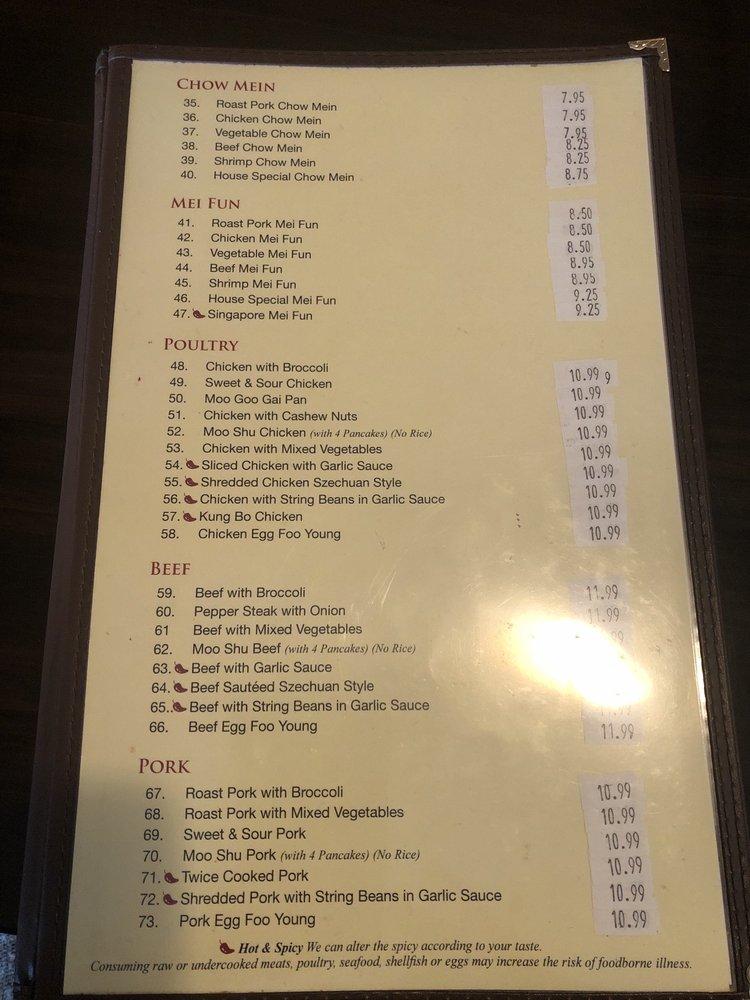Menu at Pacific Asian Bistro restaurant, Ormond Beach
