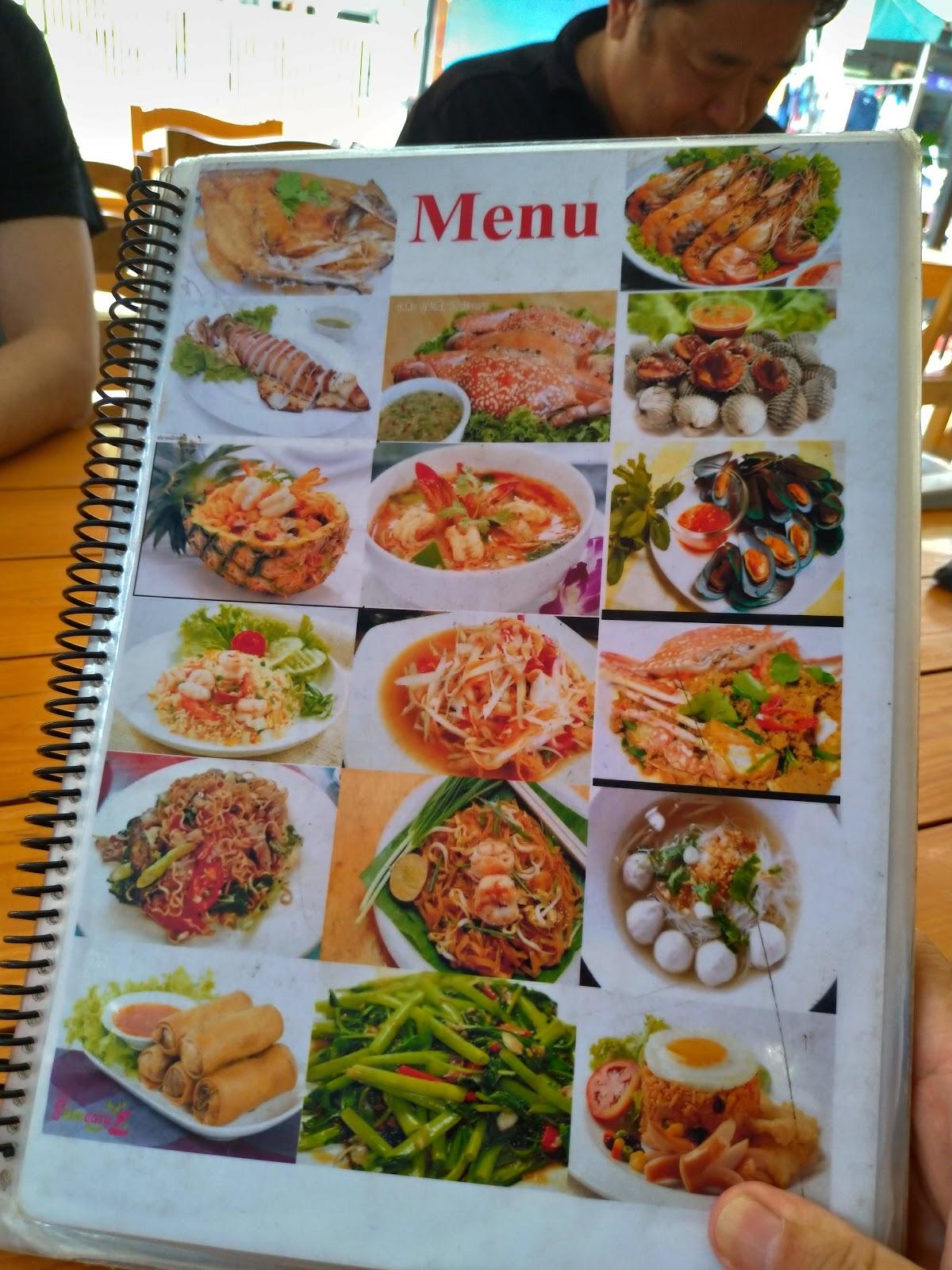 Menu at Nong Ploy Thai Food restaurant, Pattaya City