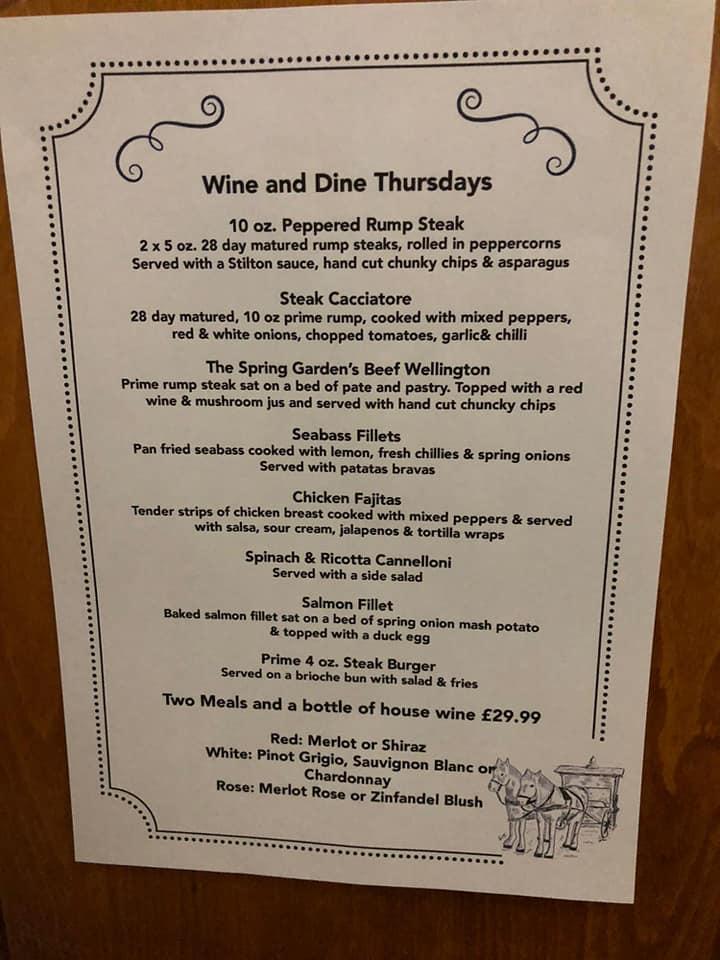 Menu at The Spring Gardens Beer Emporium and Eatery pub & bar ...