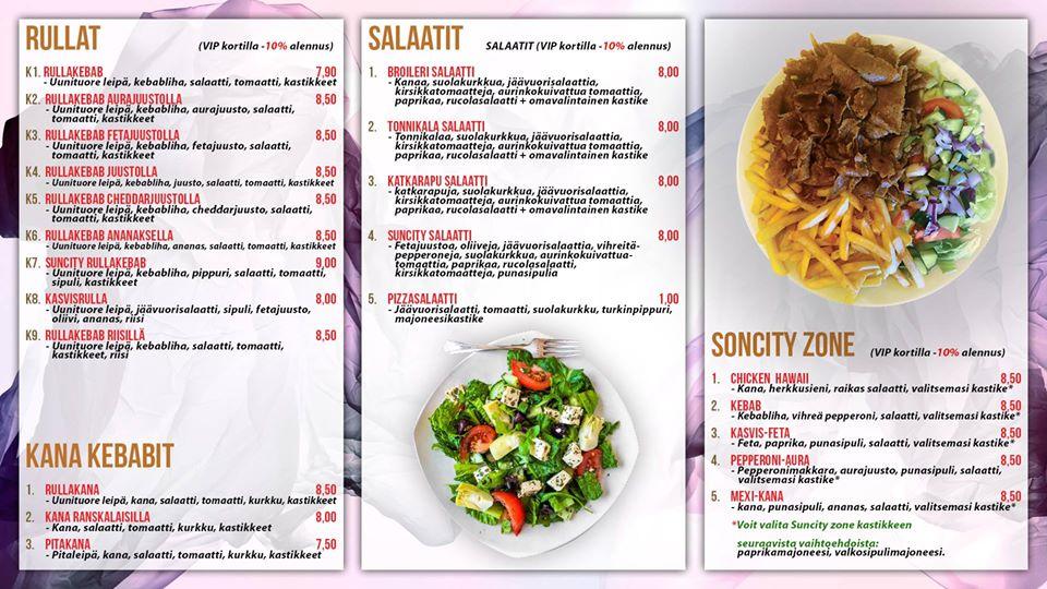 Menu at Suncity Kebab & Pizzeria, Turku
