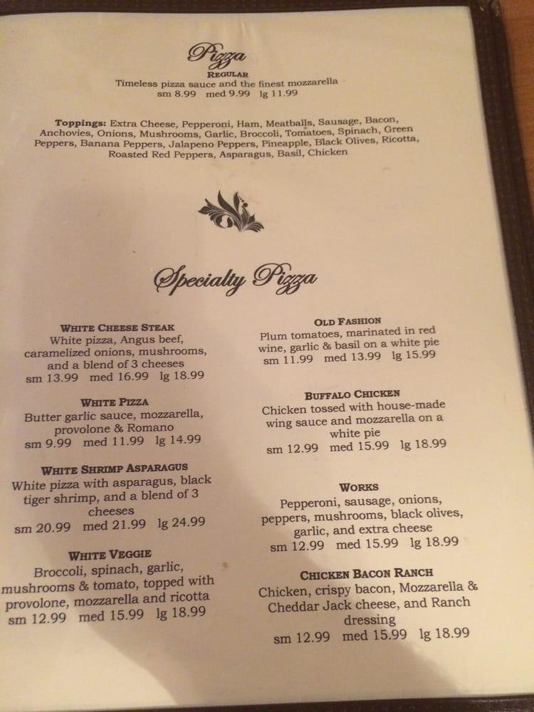 Menu at Timeless Destination pizzeria, Wellsboro