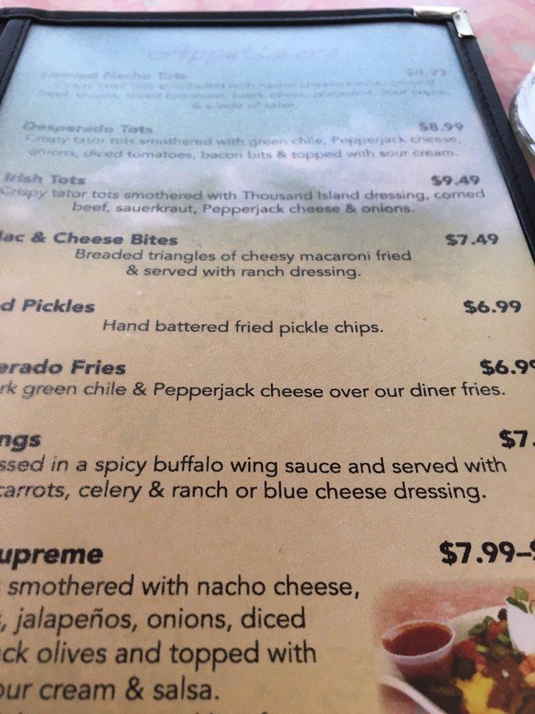 Menu at Rosie's Diner Aurora cafe, Aurora