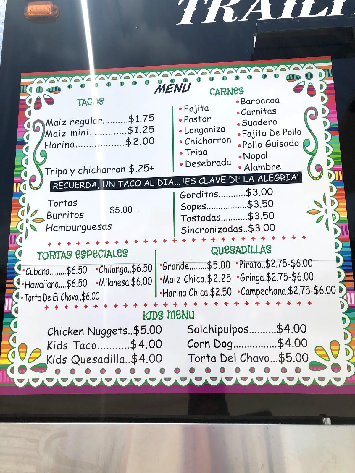 Menu at Trailita Cielito Lindo restaurant, Houston