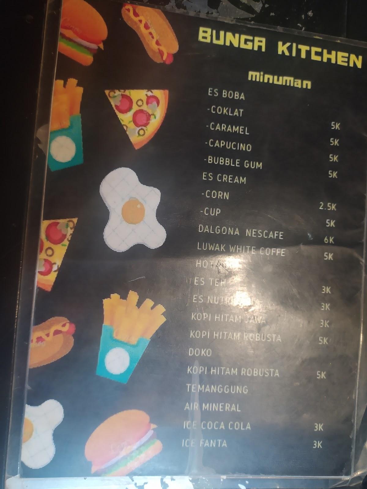 Menu at Bunga Kitchen Cafe, Penataran