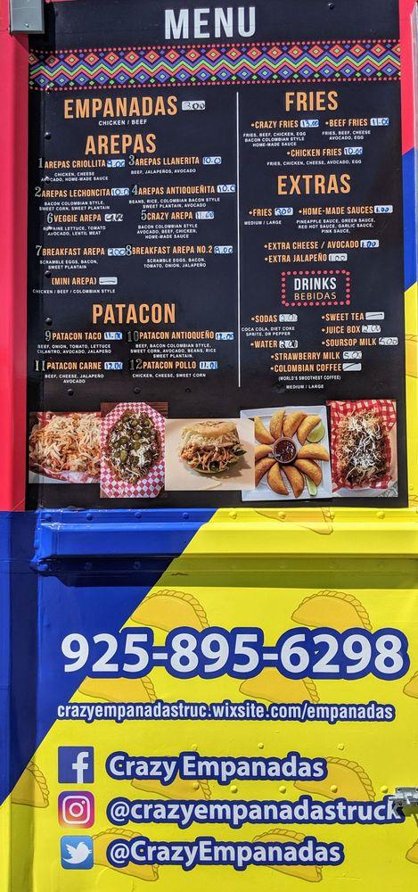 Menu at Crazy Empanadas restaurant, Livermore, 809 E Stanley Blvd