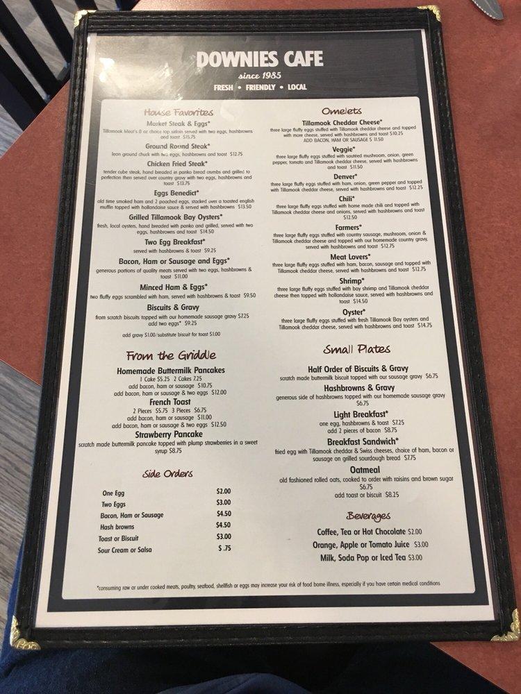 Menu at Downie's Café restaurant, Bay City