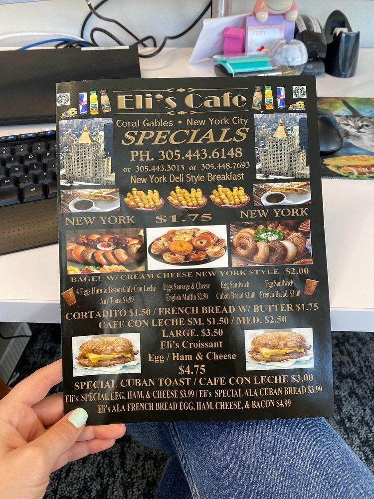 Menu at Eli's Cafe, Miami, S Le Jeune Rd
