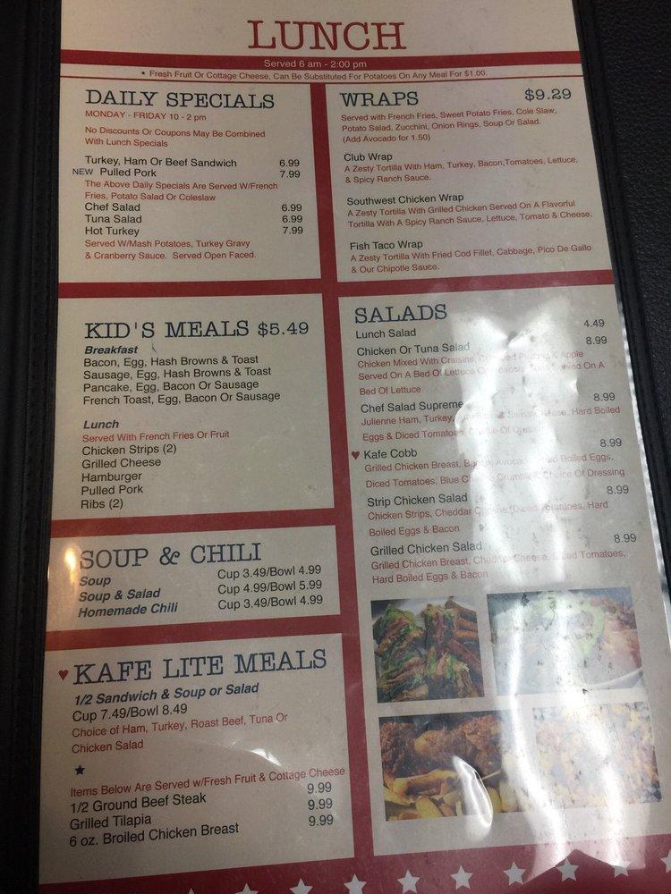 Menu at Kafe Royale Restaurant, Calimesa