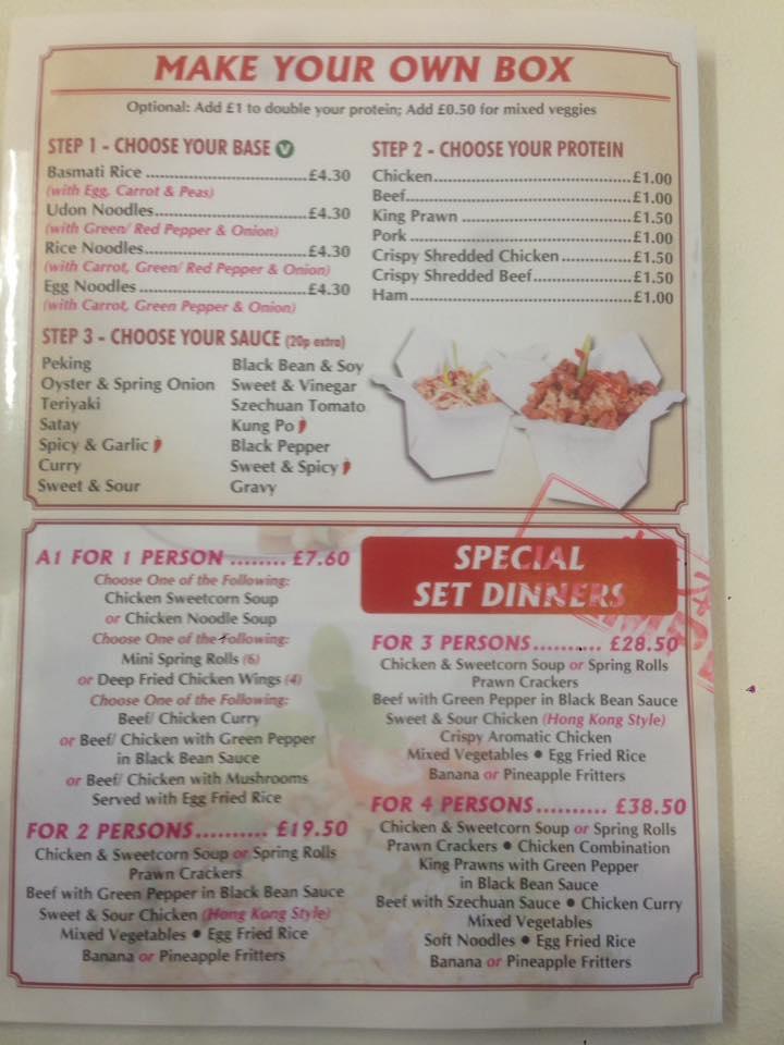 Menu at Phoenix Palace restaurant, Dundee